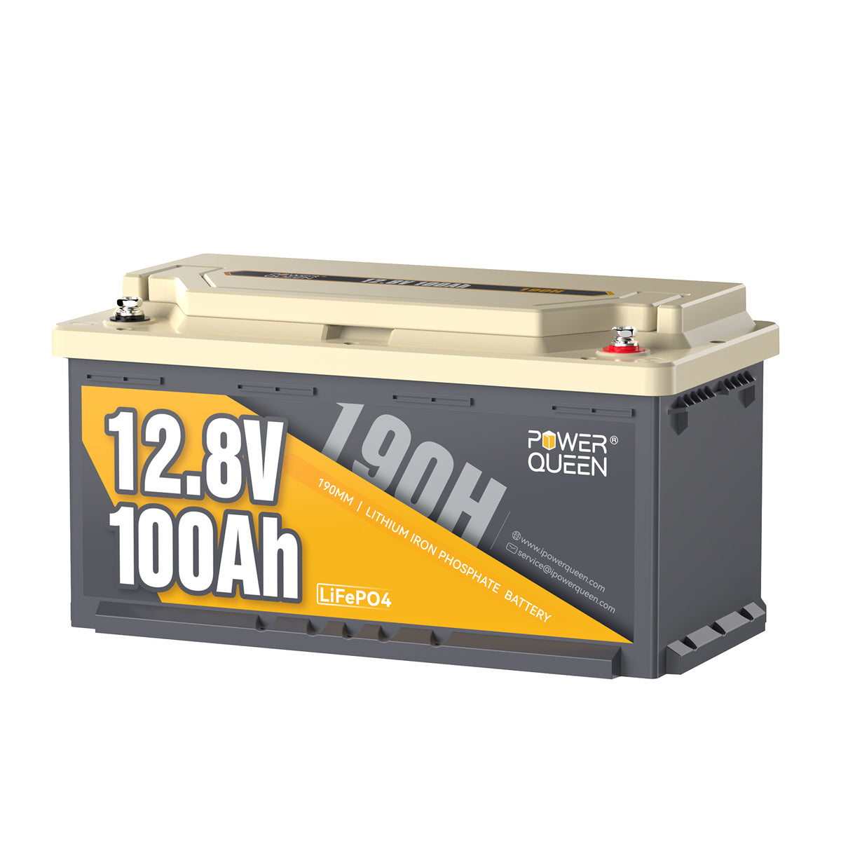 Power Queen 12V(12.8V) 100Ah 190H LiFePO4 RV battery